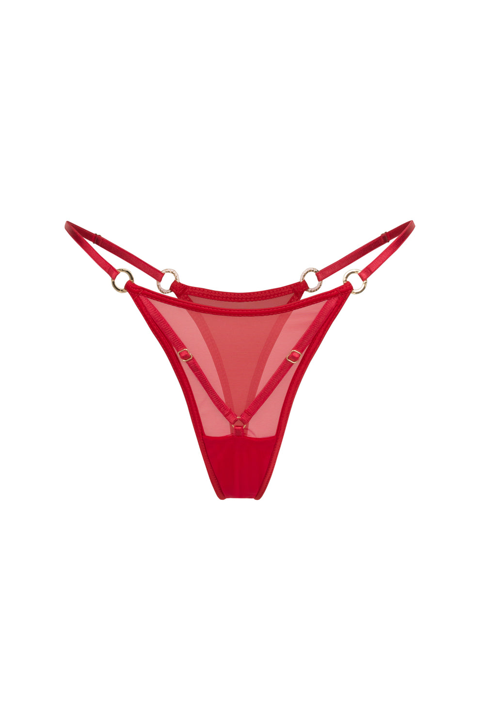 DVNT Red Sheer Mesh Harness Thong Panties— NODE
